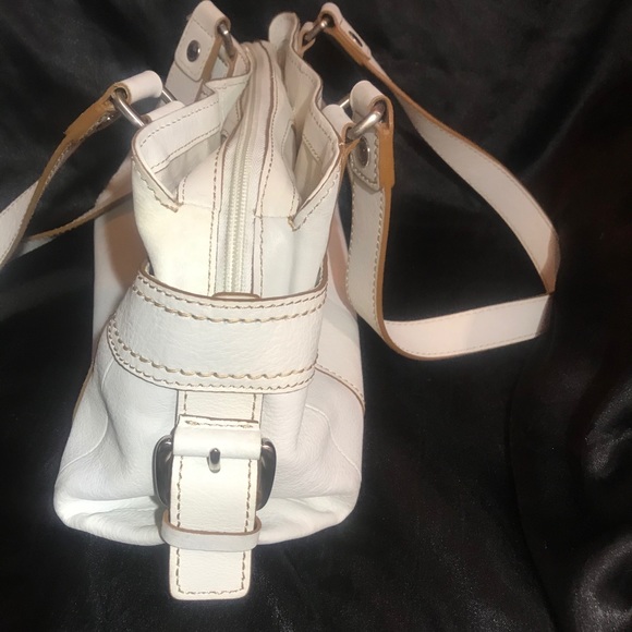 Fossil | Bags | Fossil Whitebone Leather Handbag Wbuckle Accents | Poshmark